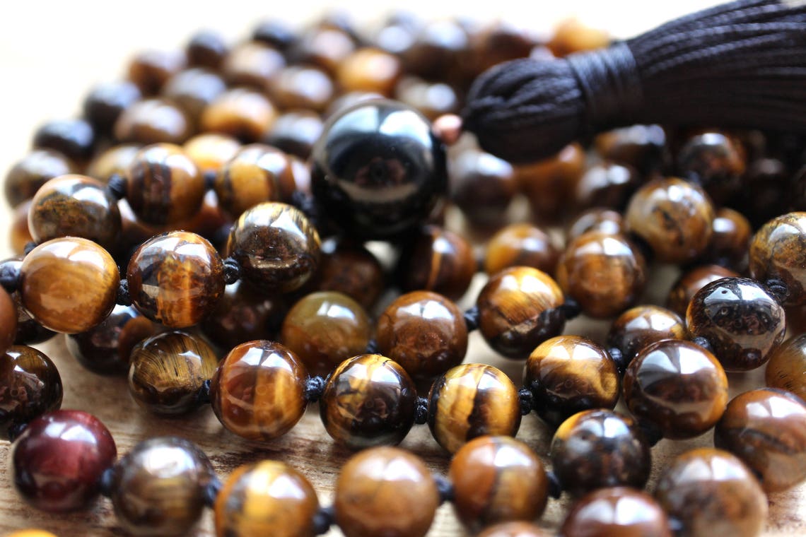 Tiger Eye Mala Beads 108 Mala Necklace Brown Mala | Etsy