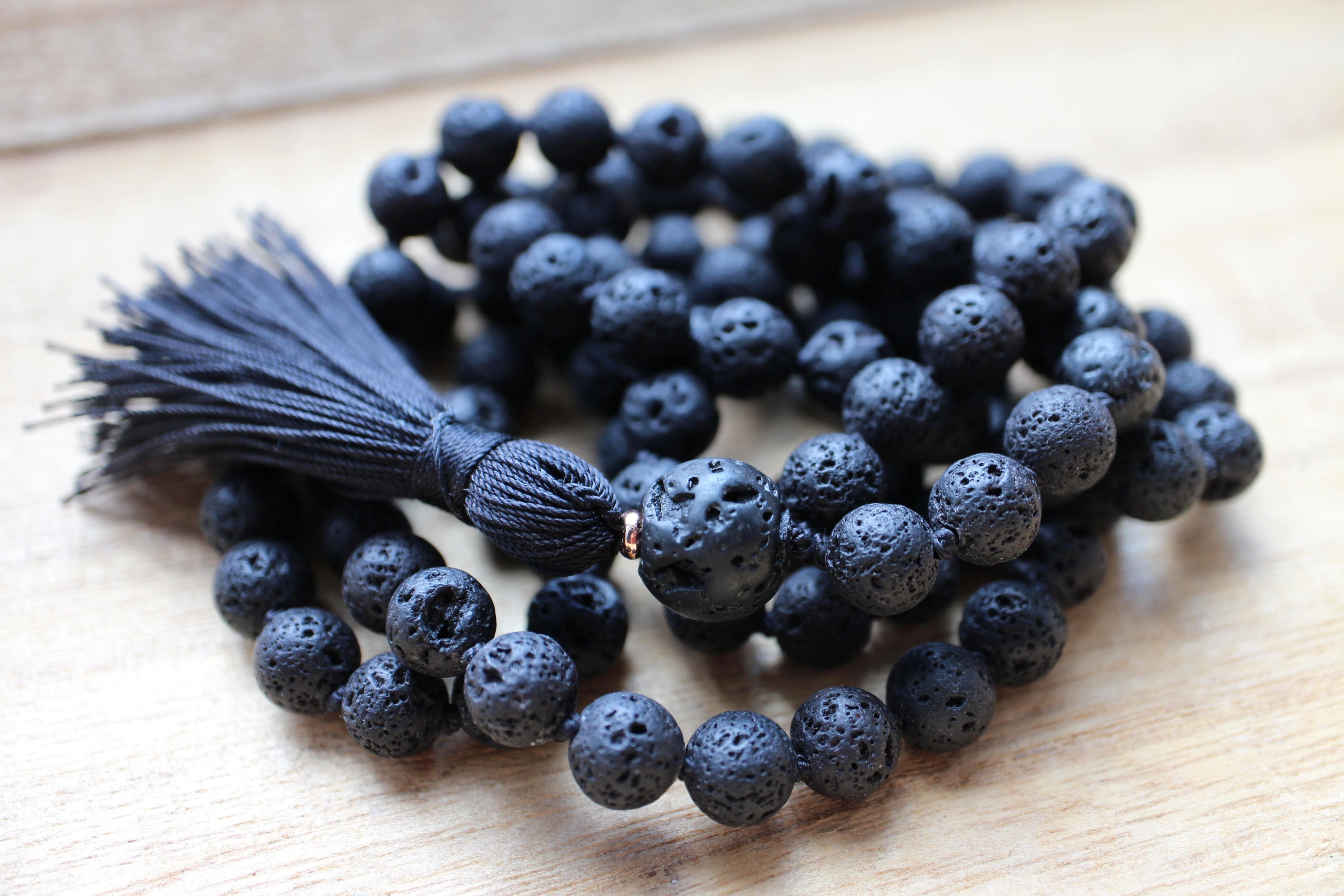 All Black Lava Stone Mala 108 Healing Crystals for Staying | Etsy