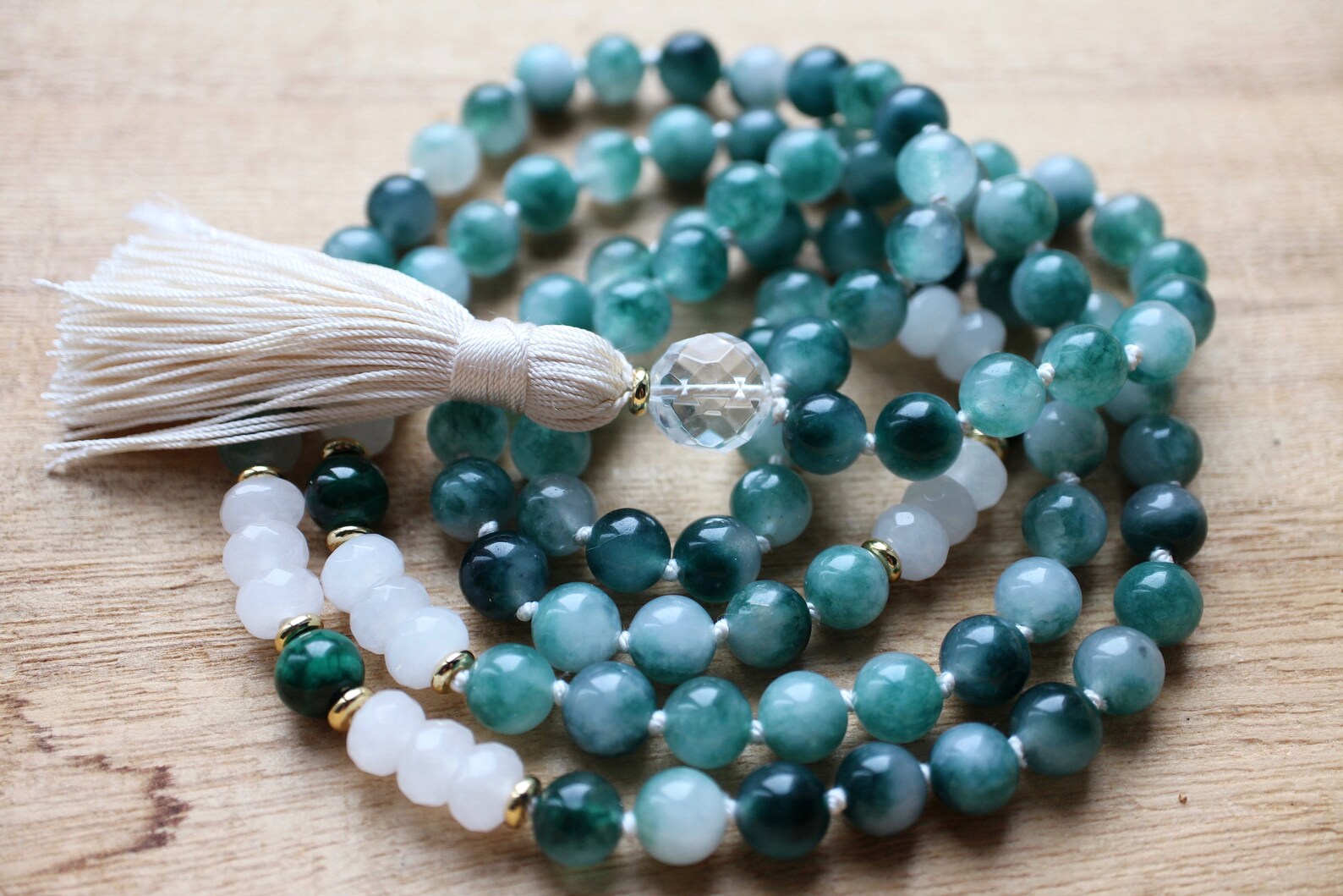 Jade Mala Beads, 108 Meditation Beads, Malachite Mala Necklace, Yoga ...