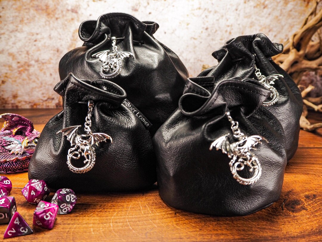 Bag of Holding Dnd Gift for Large D20 Dice Set - Leather Drawstring ...