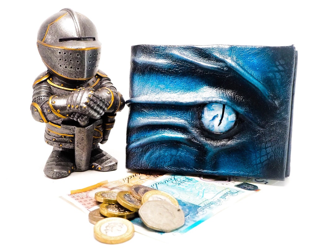 Slim Leather Wallet With Cute Blue Dragon Eye - Perfect for Dungeons ...
