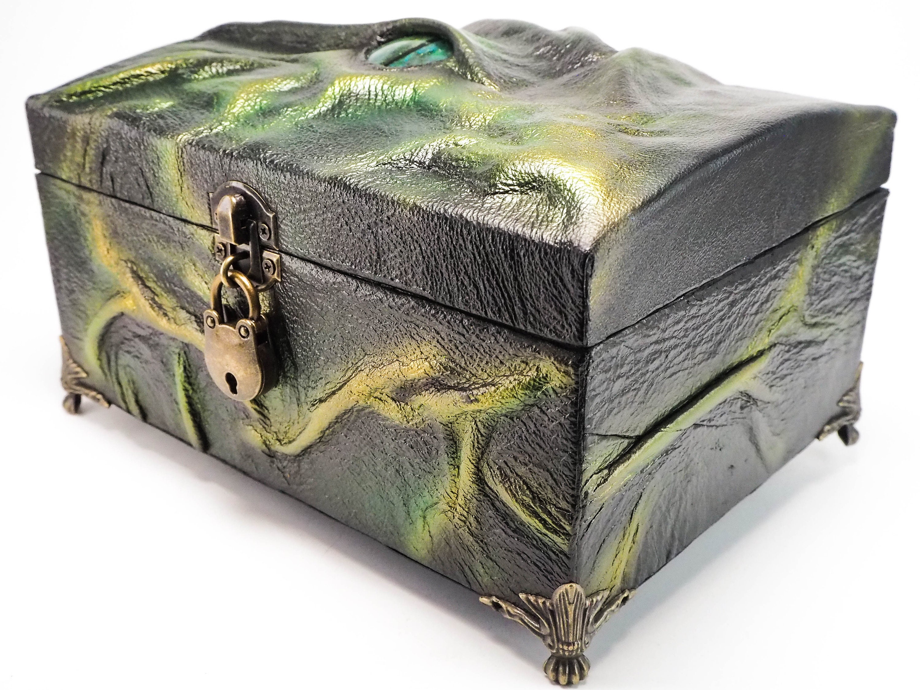 Large Green Leather Dragon Treasure Chest /Dice Chest for Role | Etsy