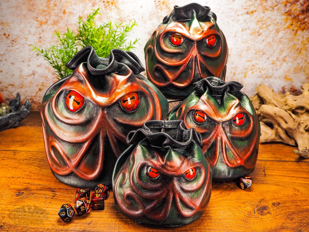 Red Cthulhu Leather Dice Bag With Beautiful Hand Painted Glass Eyes - Etsy