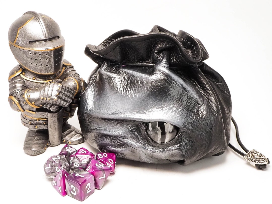Hand-painted Leather Dragon Dice Pouch – Silver Eye, Dice Storage - Etsy