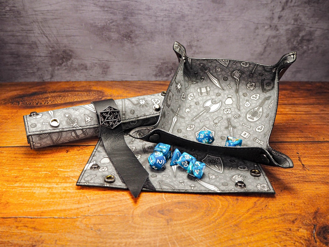 Adventurer Leather Dice Tray - Scroll Style Rolling or Vallet Tray - Etsy