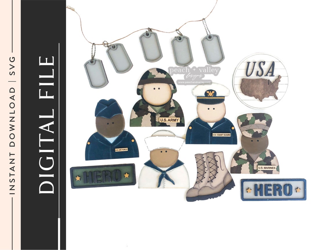 Military Veteran Decor Laser Cut File, Military Retirement Gift Laser ...