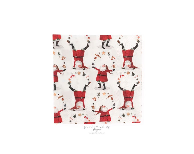 Merry Truck Tailgate Decoupage Cocktail Napkin | Christmas Craft Napkin ...