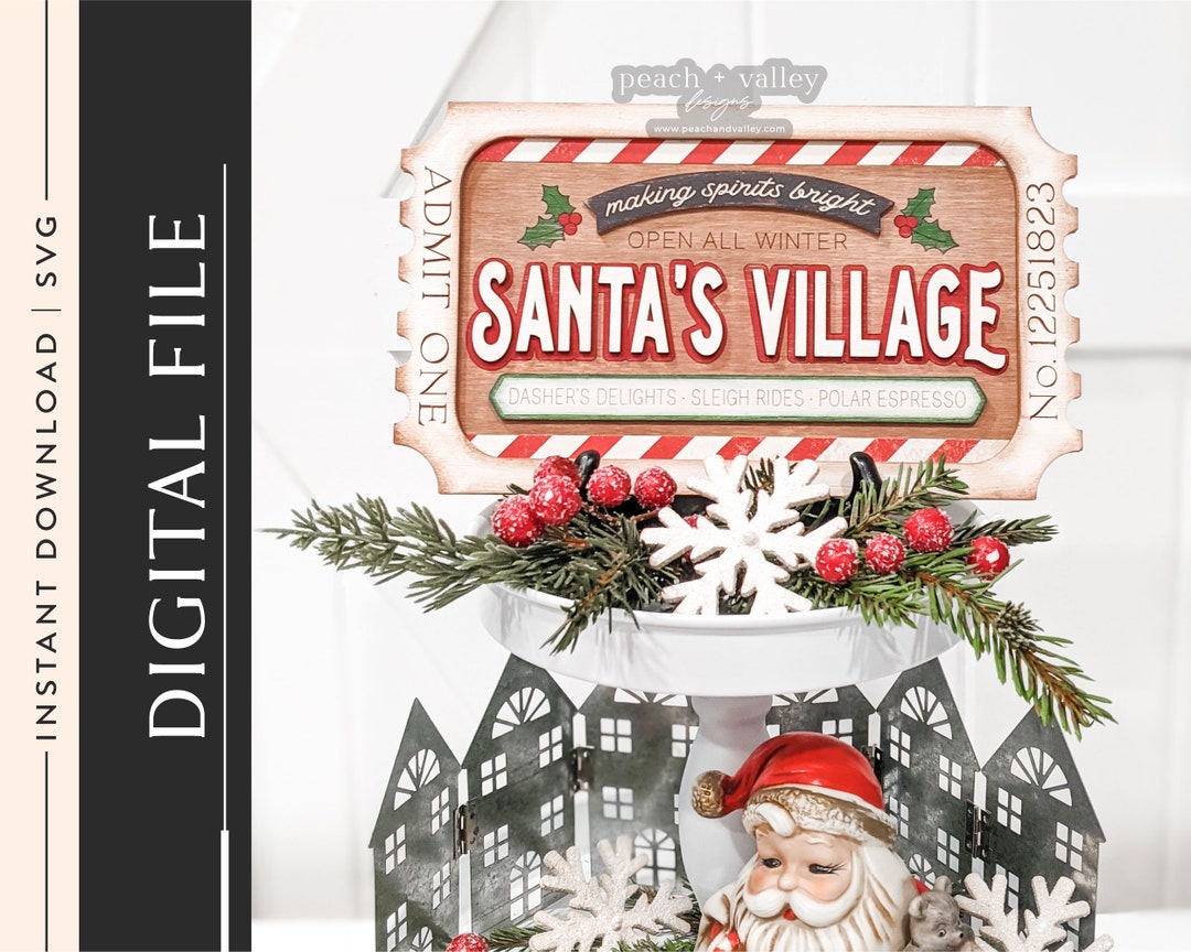 Santas Village Sign Laser Cut File, DIY Christmas Decor Laser Cutting ...