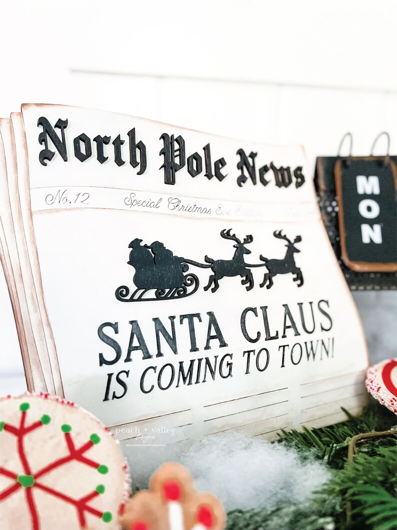 North Pole Newspaper Design Laser Cut File, DIY Christmas Decor Laser ...