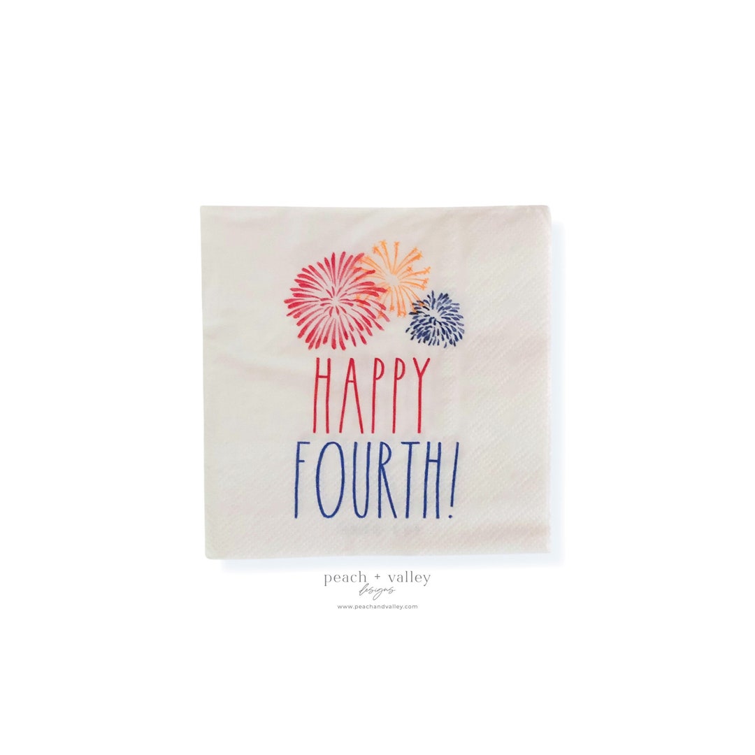 Paper Napkin - Happy Fourth Rae Dunn 4th of July Cocktail Napkin, July ...