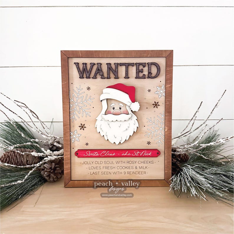 Santa Claus Wanted Poster Wood Blank Sign, DIY Christmas Decor, DIY ...
