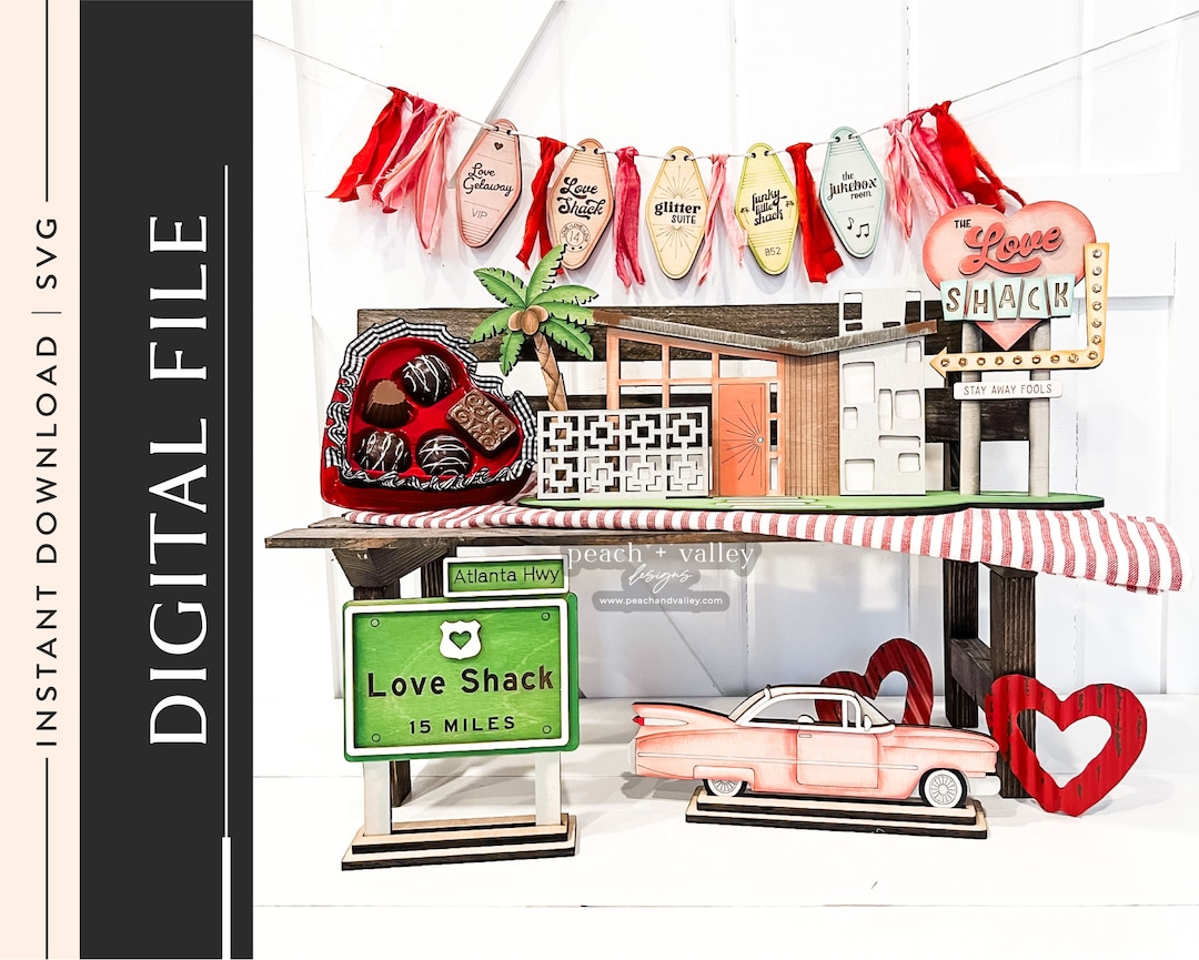 Love Shack Laser Cut File, DIY Valentines Decor Wood Cutting Machine ...