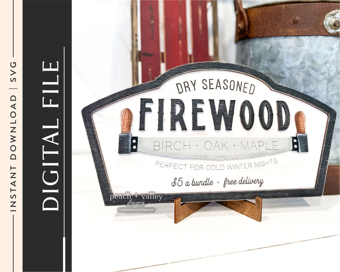 Firewood Sign SVG File Easy Laser Cut Design for DIY Wooden Sign ...