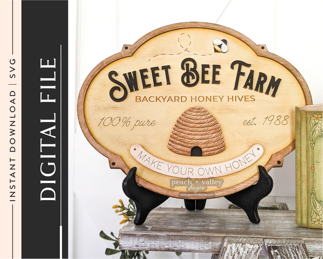 Honey Bee Farm Sign Laser Cut File, Laser Cutting Design DIY Decor ...