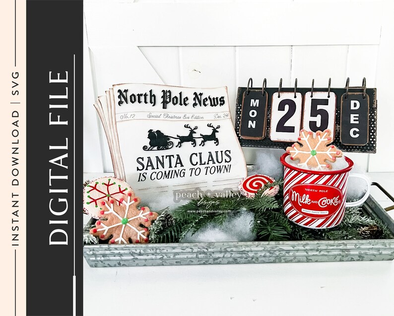 North Pole Newspaper Design Laser Cut File, DIY Christmas Decor Laser ...