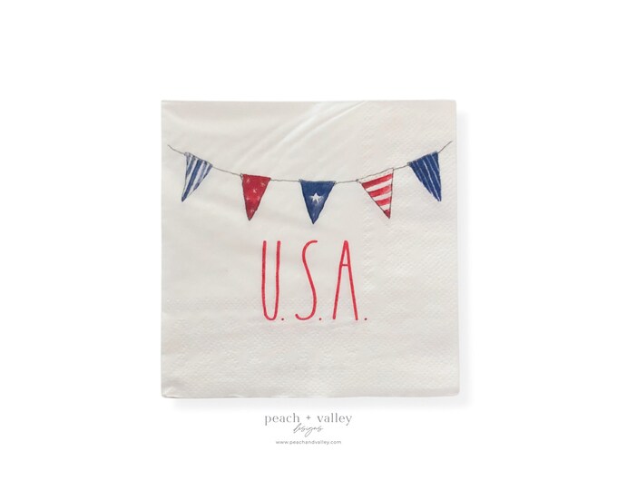 Paper Napkin - Rae Dunn USA Pennent Banner Cocktail Napkin, Decoupage ...
