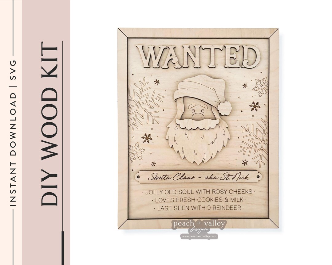 Santa Claus Wanted Poster Wood Blank Sign, DIY Christmas Decor, DIY ...