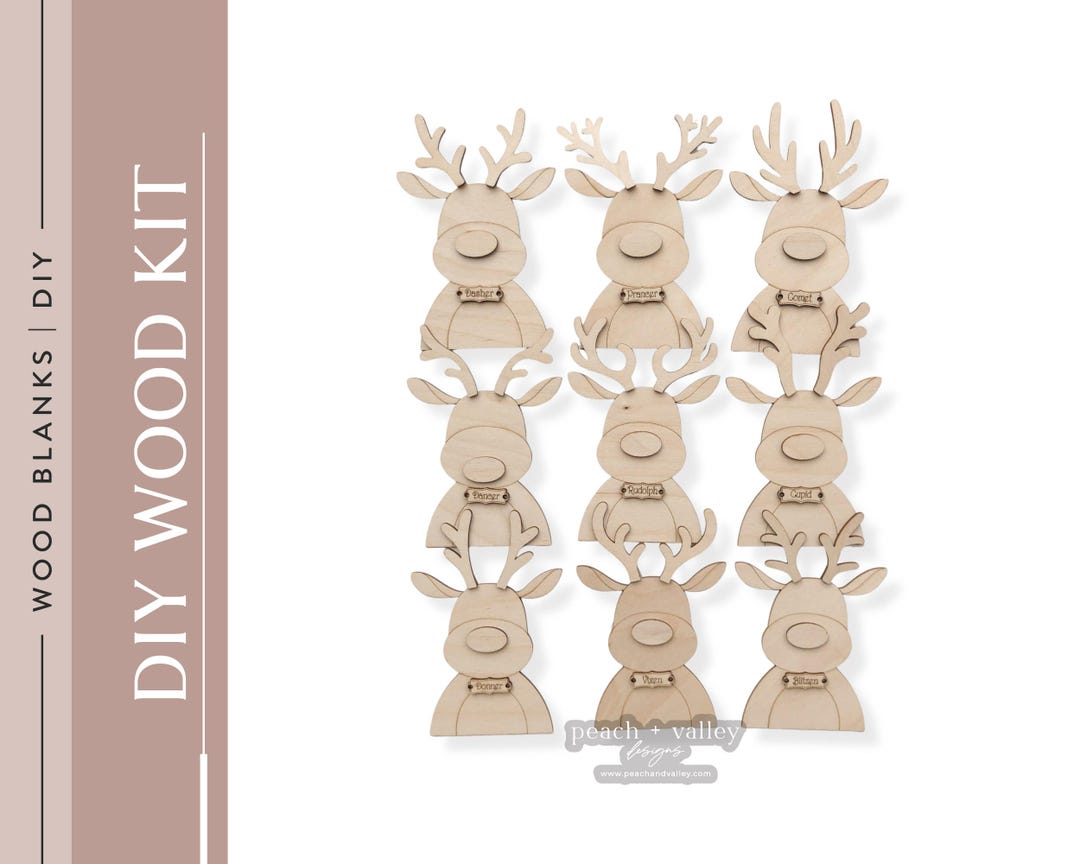 Santa's Reindeer DIY Wood Craft, Wood Pieces for DIY Xmas Decorations ...