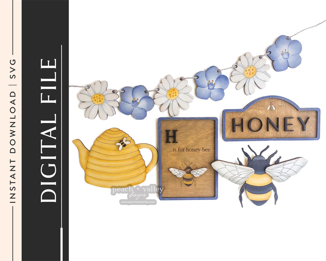 Honey Bee Laser Cut File, Laser Cutting Design Beehive Decor Glowforge ...