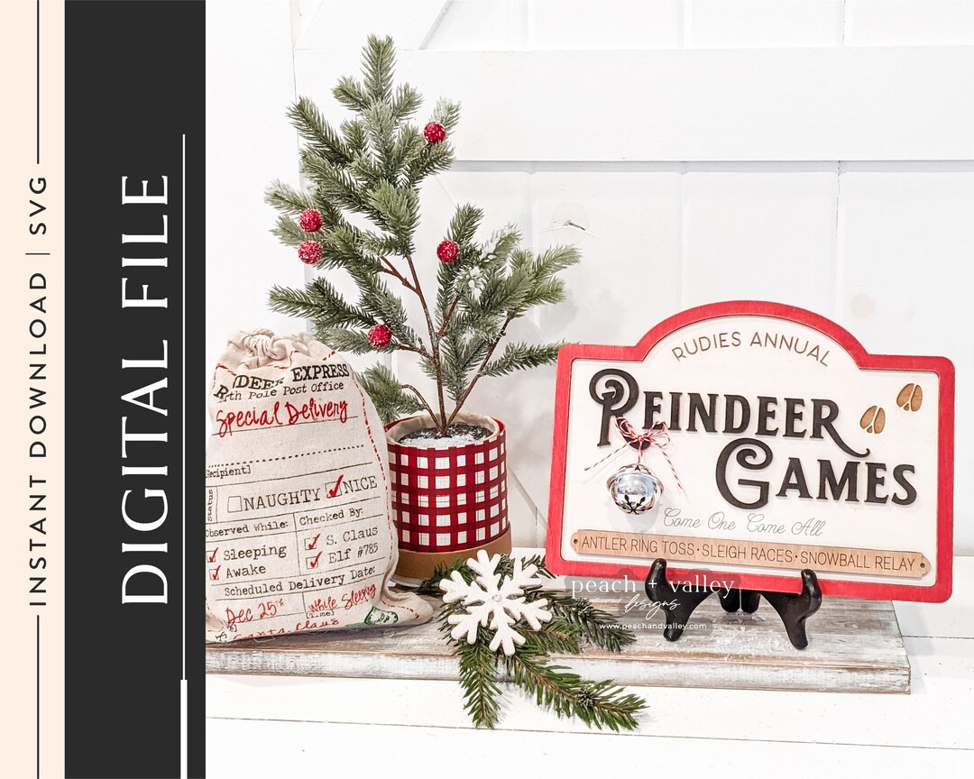 Reindeer Games Sign SVG Easy Laser Cut File for DIY Christmas Decor ...