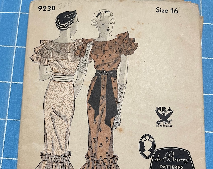 Rare Du Berry 1930’s Misses Frock or Dress Sewing Pattern/ Size 16 ...