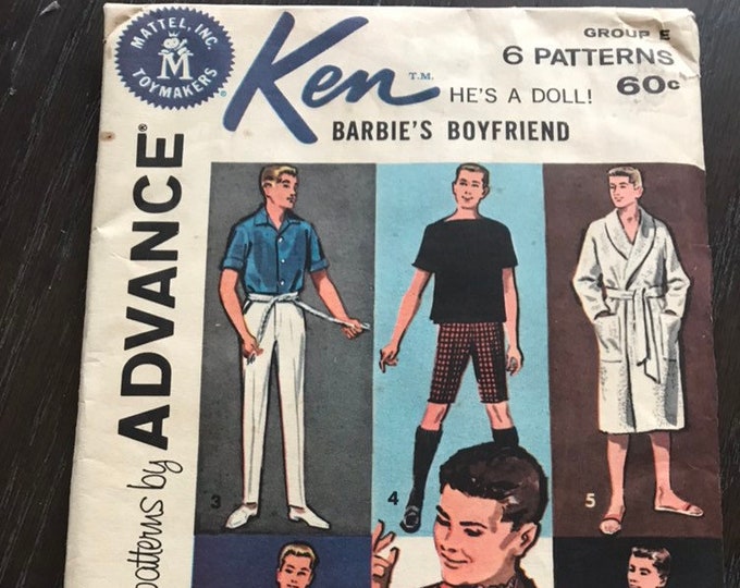 Original Vintage Ken Doll Clothing Sewing Pattern ( Group E) by Advance ...
