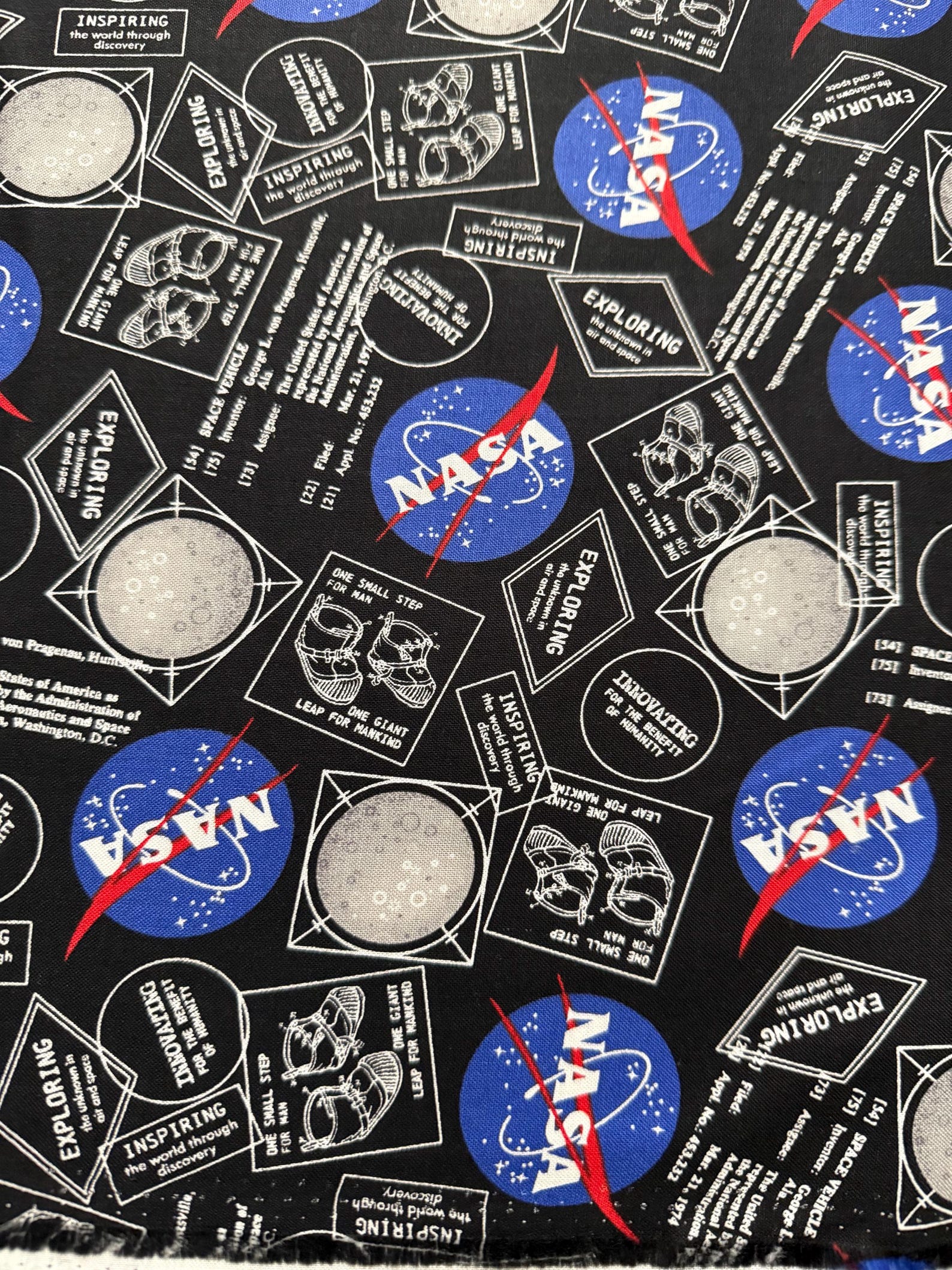 Outer Space by NASA - Moon Boots on Black Background by RBD/ Cotton ...