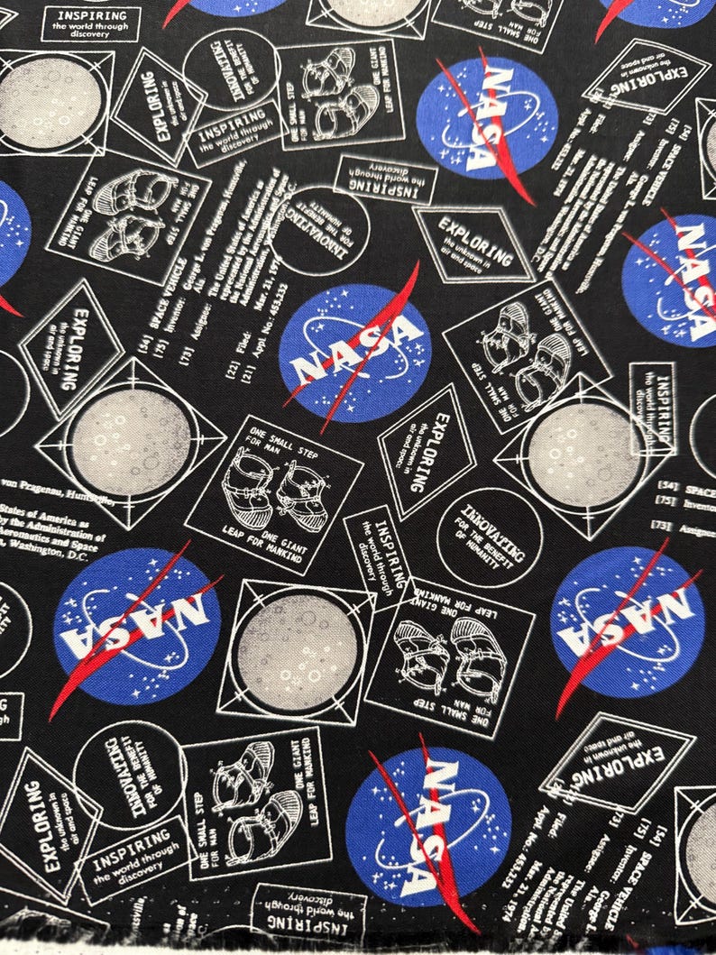 Outer Space by NASA - Moon Boots on Black Background by RBD/ Cotton ...