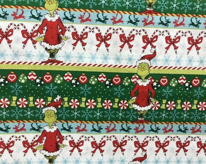 How the Grinch Stole Christmas- Colorful Grinch Stripe Fabric/cotton ...