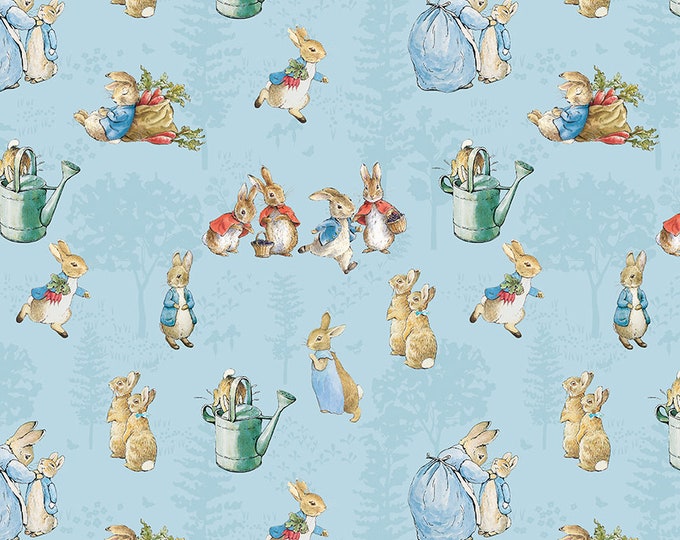 The Tale of Peter Rabbit on Blue Background by Riley Blake Designs ...