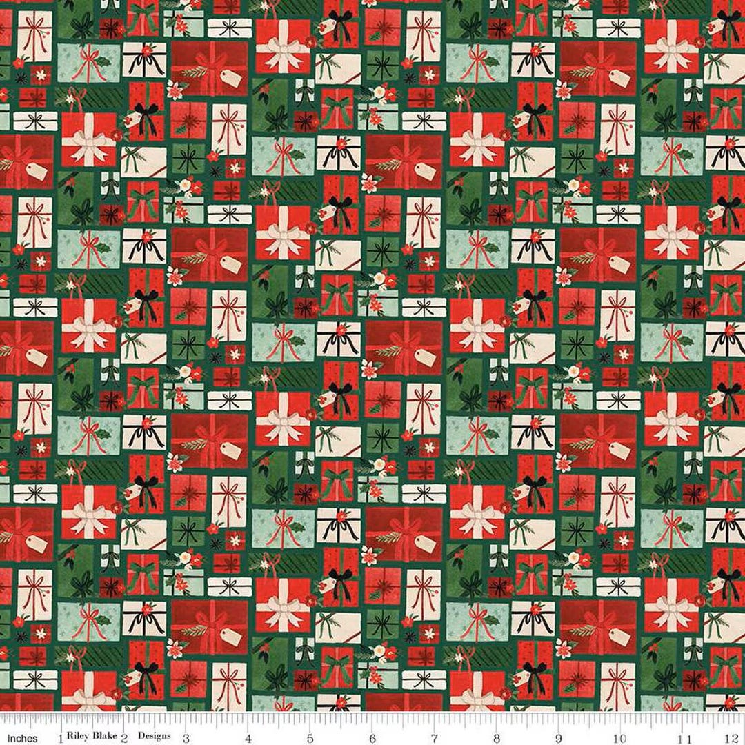 Charming Christmas - Pretty Presents on a Green Background by Kelsey ...
