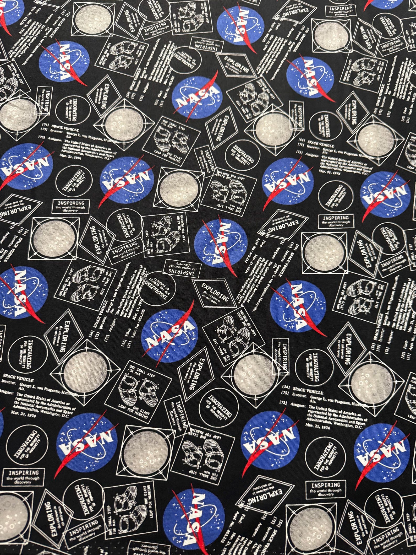 Outer Space by NASA - Moon Boots on Black Background by RBD/ Cotton ...