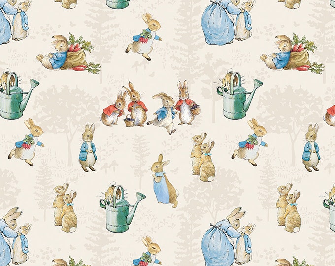The Tale of Peter Rabbit - Water Cans & Rabbits on Cream Background by ...