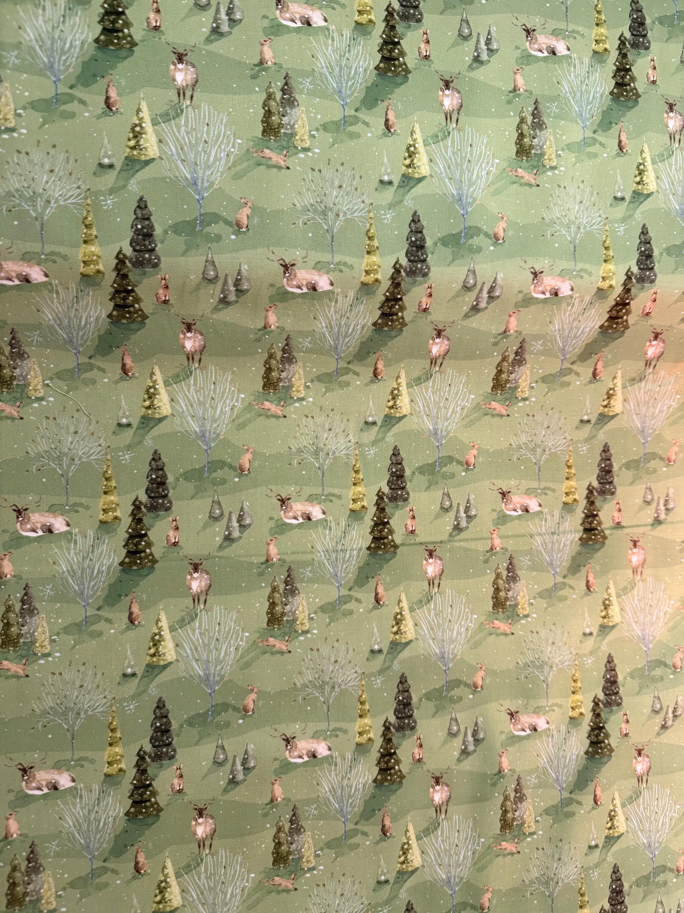 Santa’s Tree Farm - Woodland on Green Background by Riley Blake Designs ...