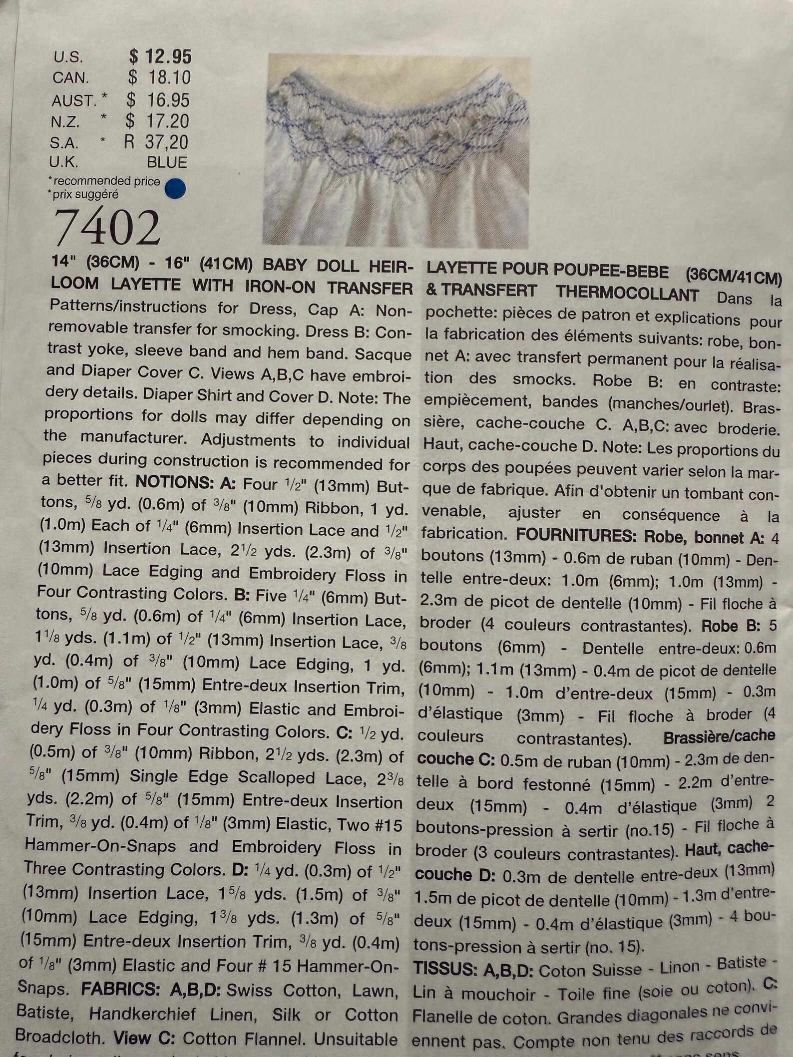Vogue Doll Collection Sewing Pattern by Teresa Laymen Design #7402/doll ...