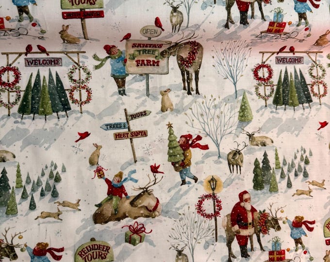 Santa’s Tree Farm - Main on Snowy Background by Riley Blake Designs ...