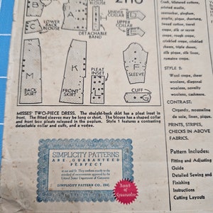 Simplicity Original 1930's Misses Dress Sewing Pattern# 2116: Size 14 ...