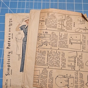 Simplicity Original 1930's Misses Dress Sewing Pattern# 2116: Size 14 ...