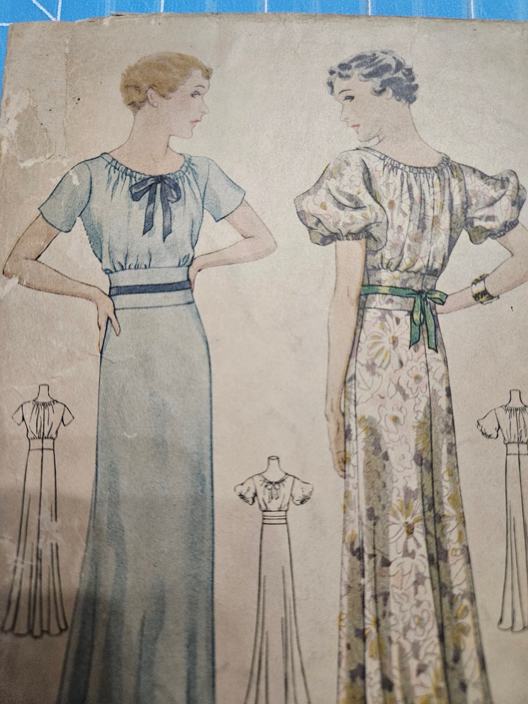 Mccall Original 1933 Misses Long Dress Sewing Pattern# 7466: Size 16 ...
