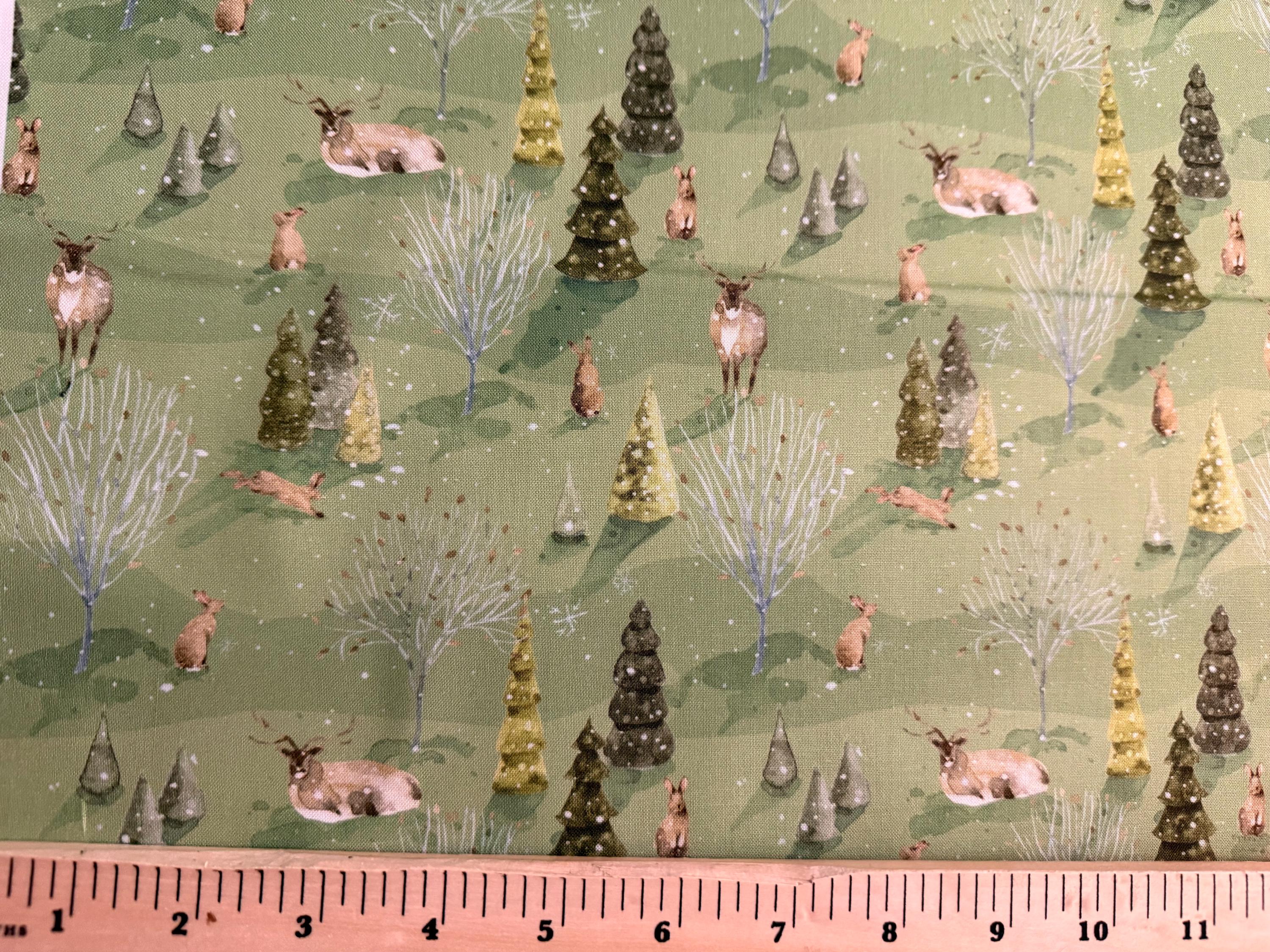 Santa’s Tree Farm - Woodland on Green Background by Riley Blake Designs ...