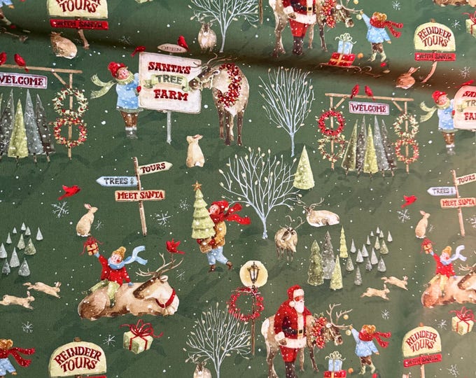 Santa’s Tree Farm - Main on Forest Background by Riley Blake Designs ...