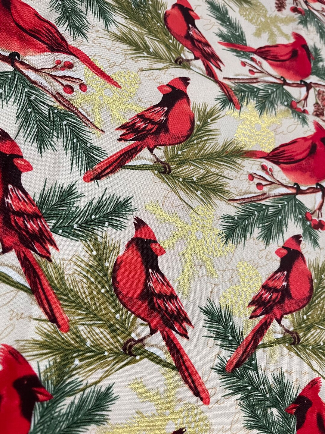 Red Cardinal Birds Winter Fabric/sold by the Half Yard/ From My ...