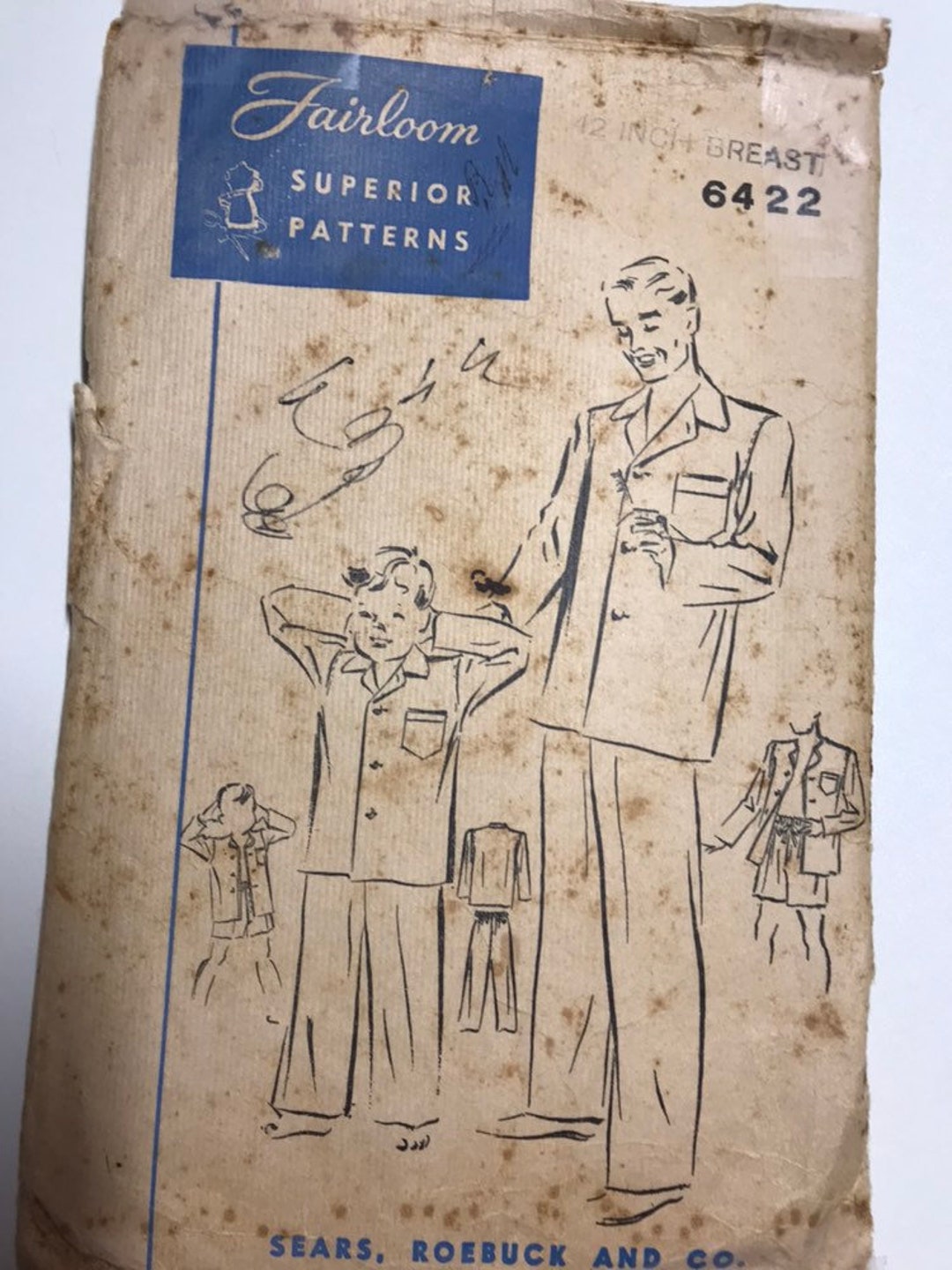 Fairloom Superior Sewing Pattern by Sears and Roebuck Co # 6423 Mens Pj ...