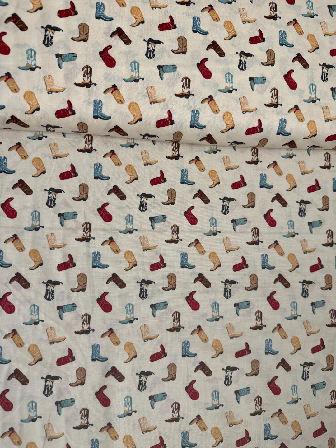 Cowboy- Cowboy Boots on a Cream Background Print Fabric by Echo Park ...