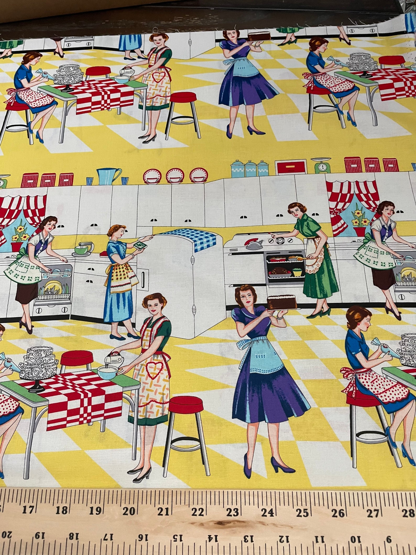 Michael Miller home Ec Retro Style Print Fabric/ 100% Cotton/ - Etsy