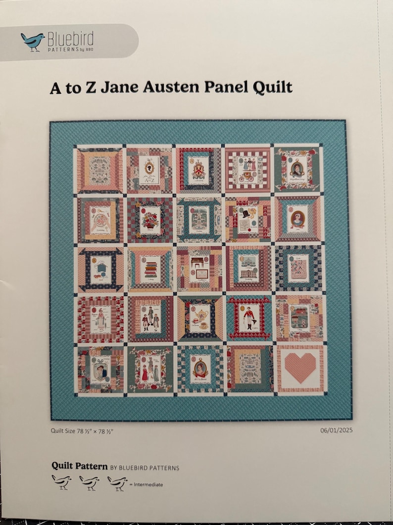 Jane Austen A to Z Panel Quilt Pattern by Bluebird Patterns/ Sold by ...