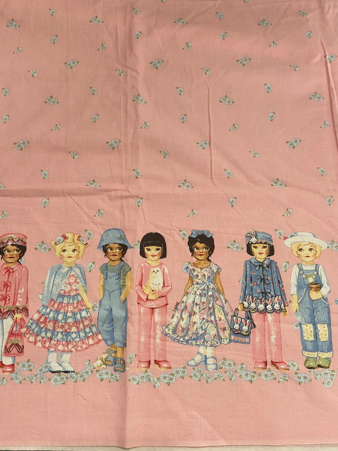 Rare OOP Paper Doll Single Border Fabric by Patty Reed From 2004 on a ...