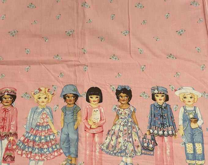 Rare OOP Paper Doll Single Border Fabric by Patty Reed From 2004 on a ...
