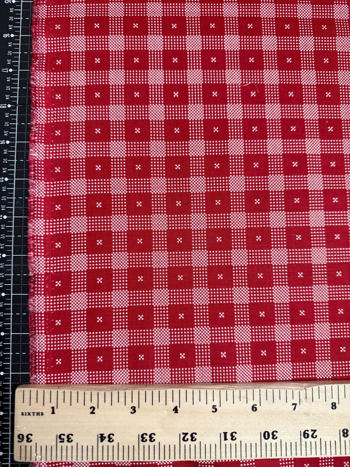 Red Delicious Candy Apple Red Check Print Fabric by RBD Designers for ...