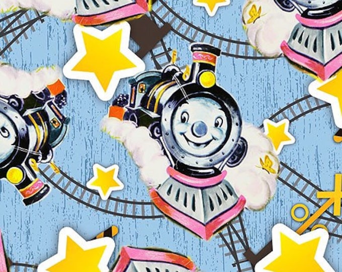 Vintage Storybook 2 Benjie Engie Railroad on a Sky Blue Background ...